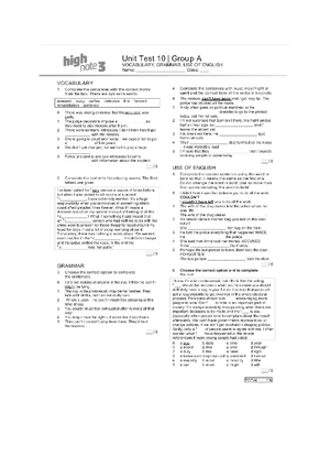 Hight note 3 unit 9 grupa b - high Unit Test 9 Group B note 3 ...
