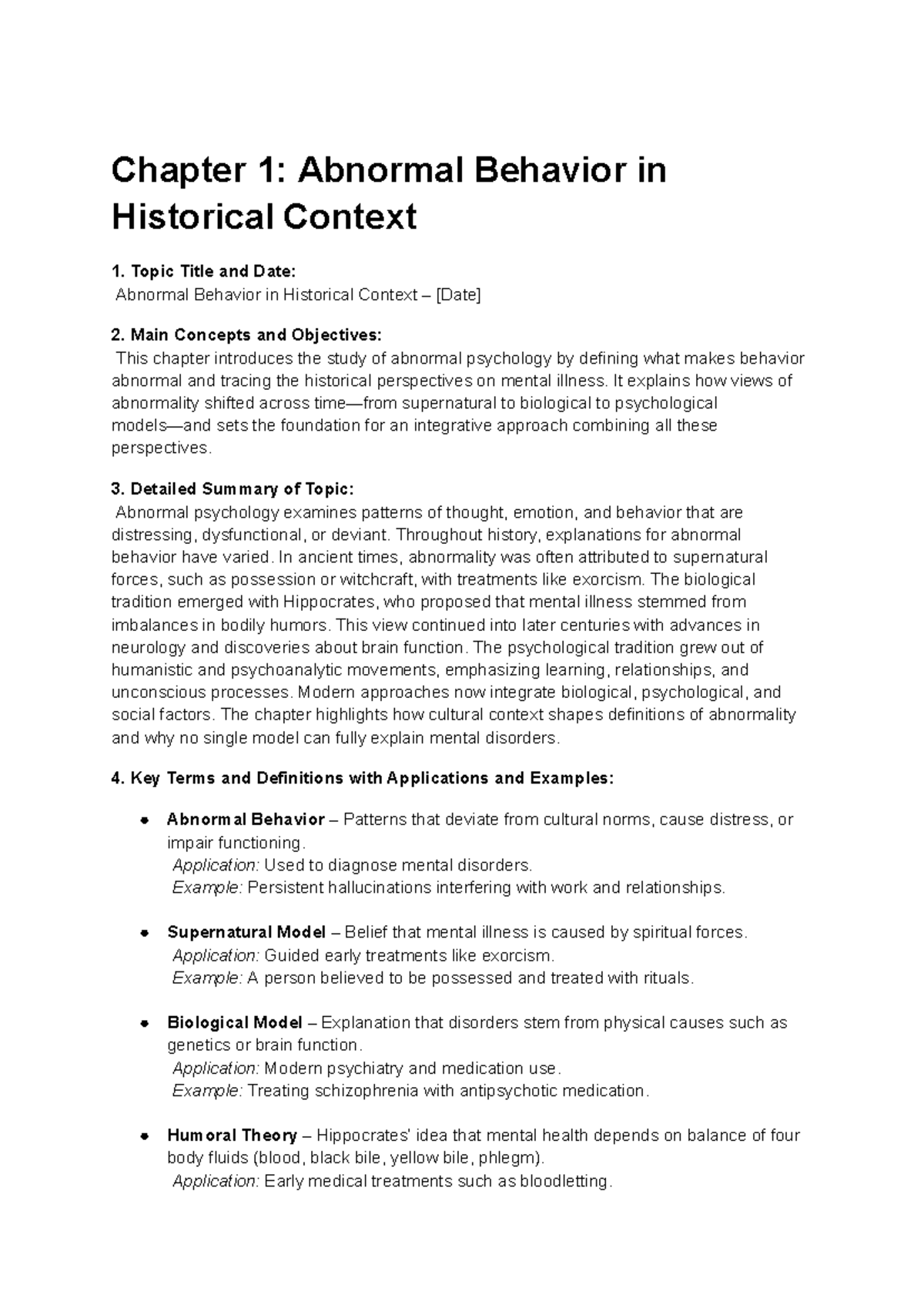 AbPsych Notes: Chapter 1 - Historical Context of Abnormal Behavior ...