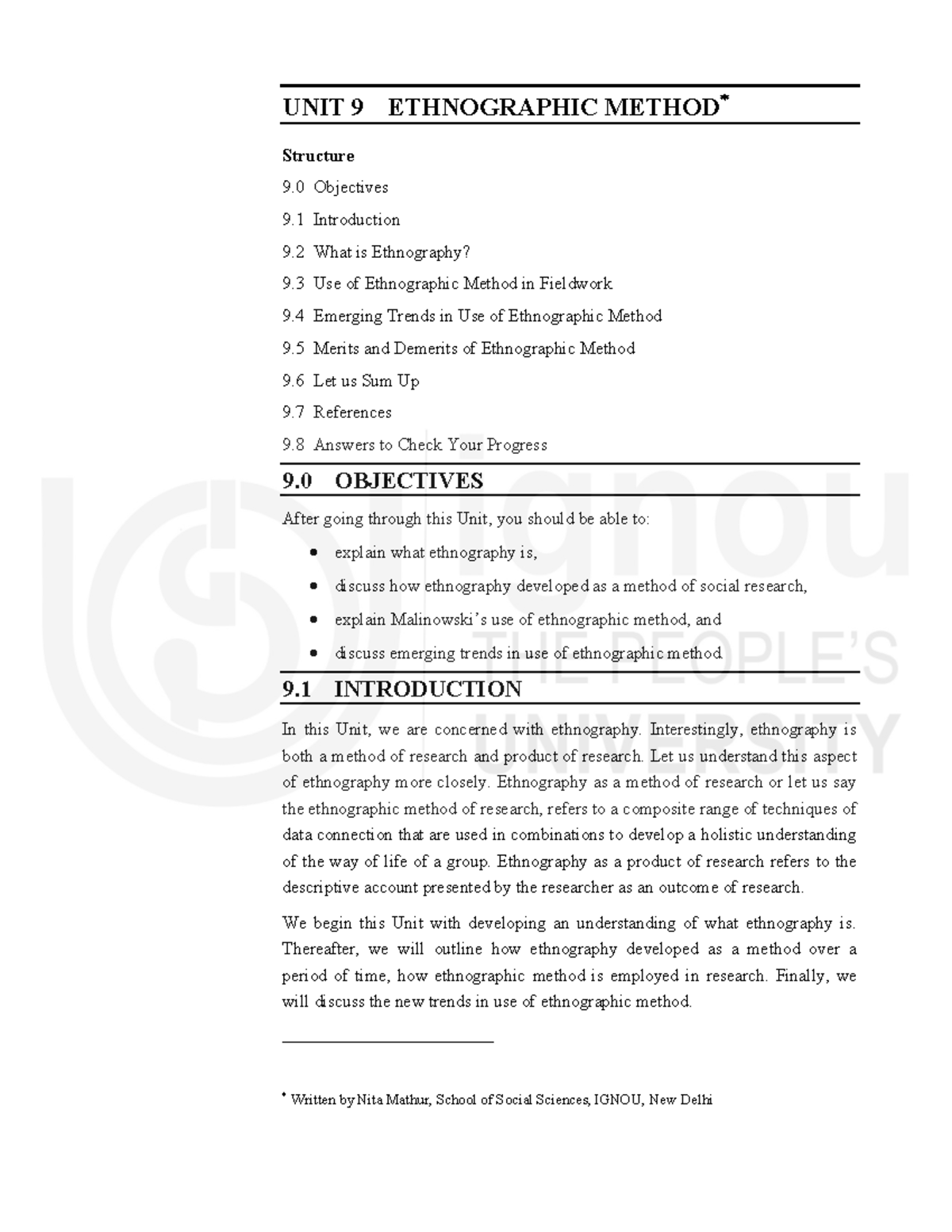 Unit 9: Understanding the Ethnographic Method in Social Research - Studocu