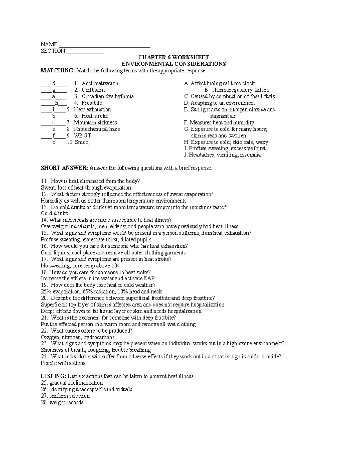 Chapter 6 Worksheet: Understanding Environmental Considerations - Studocu