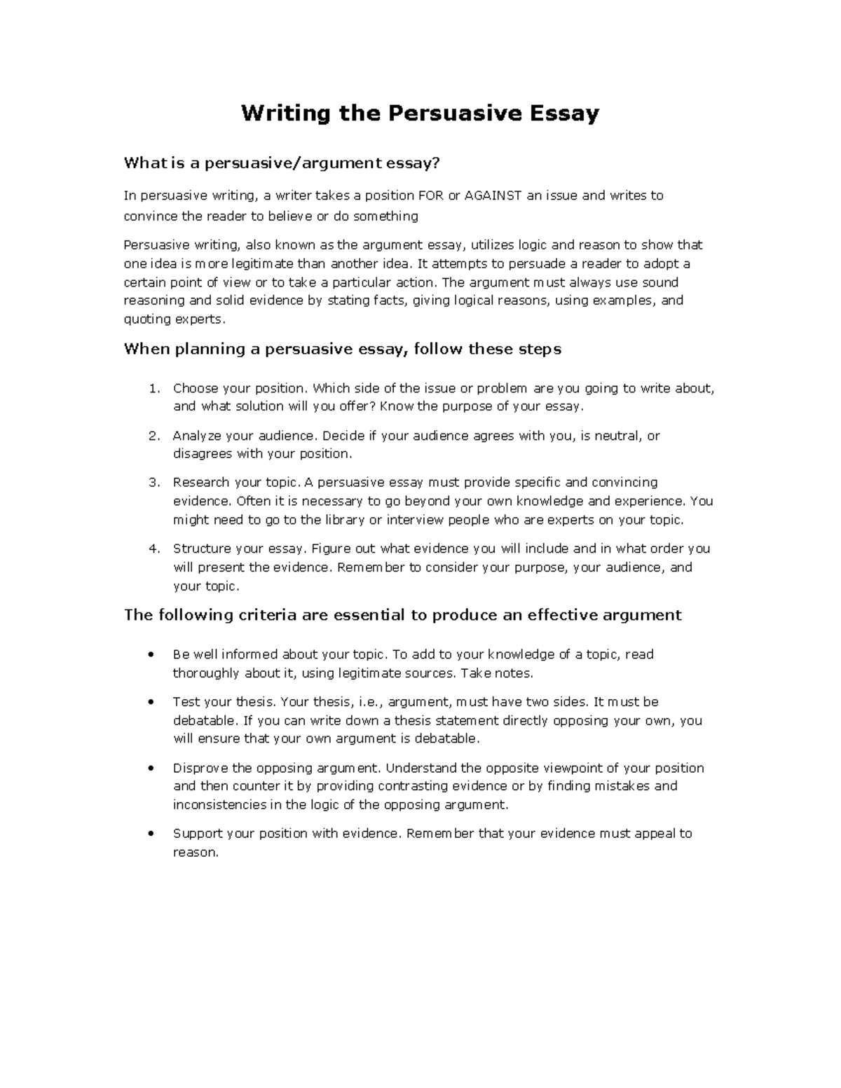 Persuasive Essay Writing Guide: Techniques & Structure - Studocu