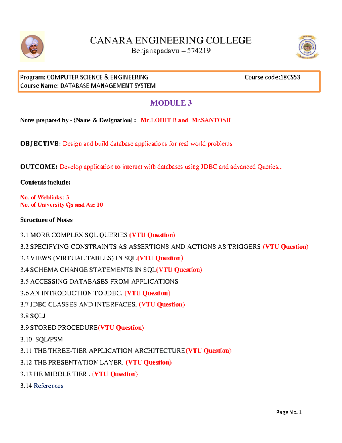 Database Management System (18CS) - Module 3 Notes and Queries - Studocu