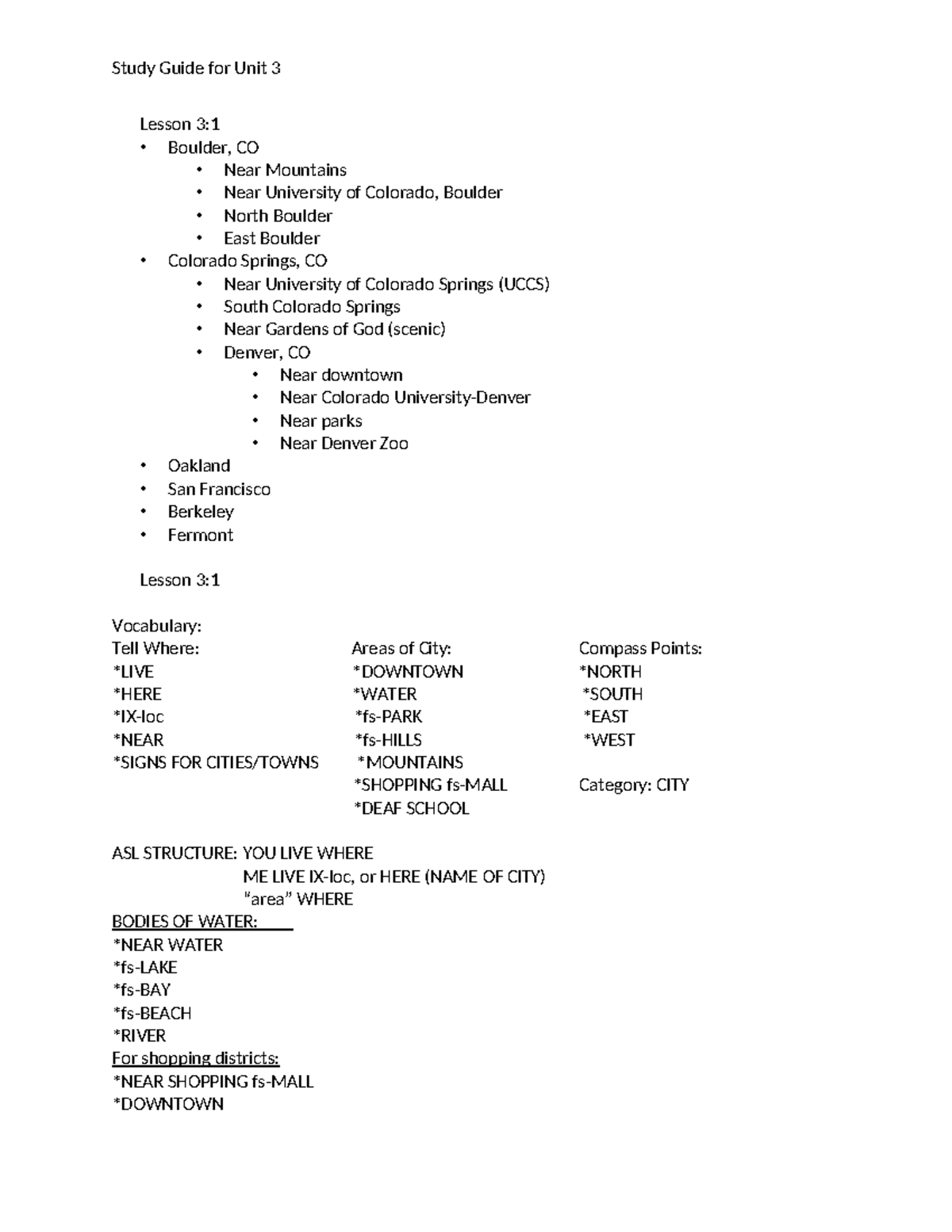 Unit 3 Study Guide: Lessons 3:1 to 3:16 Overview and Vocabulary - Studocu
