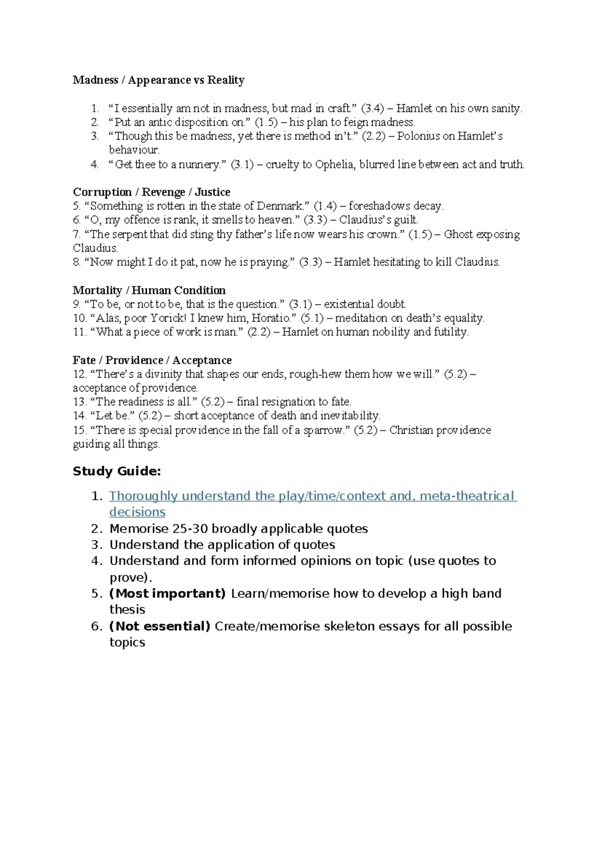 HAMLET: Ultimate Study Guide (ENG 101) - Themes, Quotes & Analysis ...