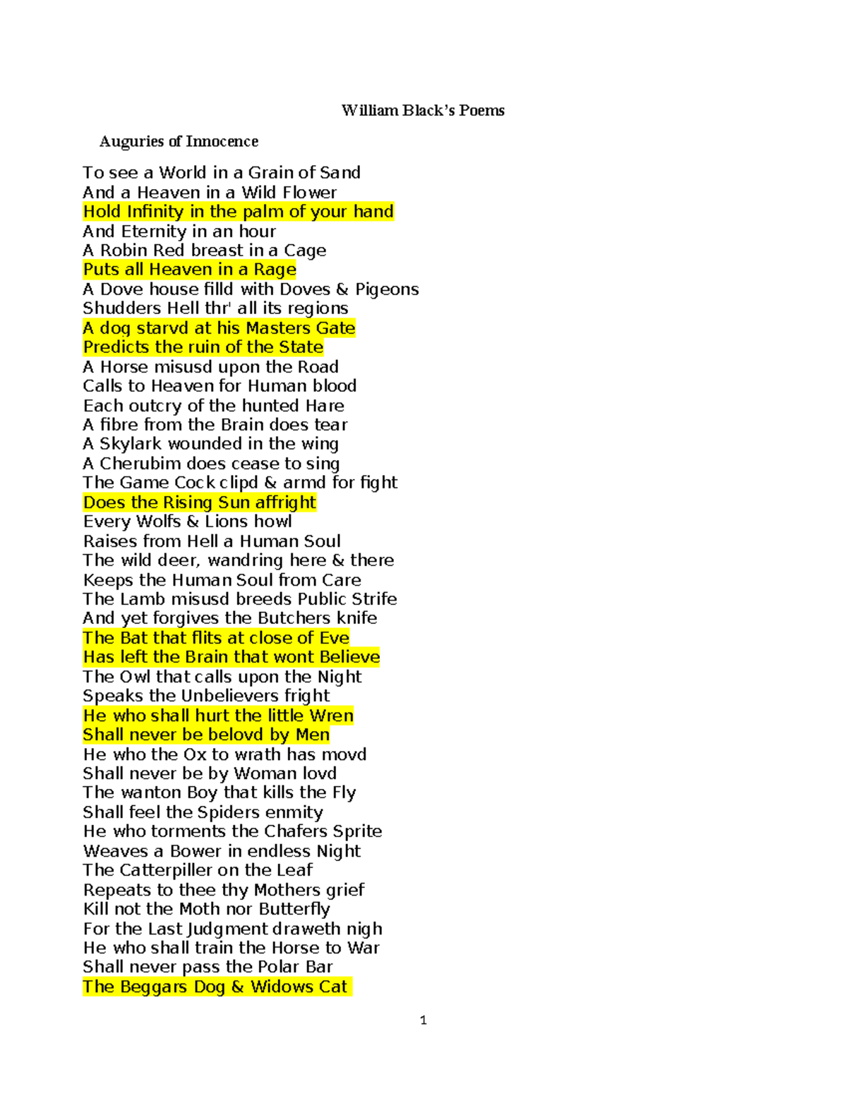 British Romanticism: William Blake's Poems Analysis - Studocu