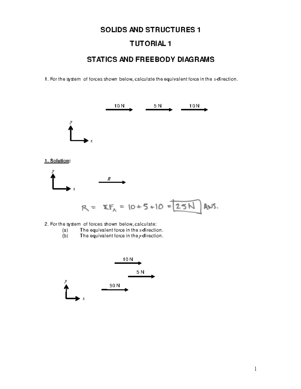 Tutorial 01: Solutions for Statics and Free Body Diagrams - Studocu