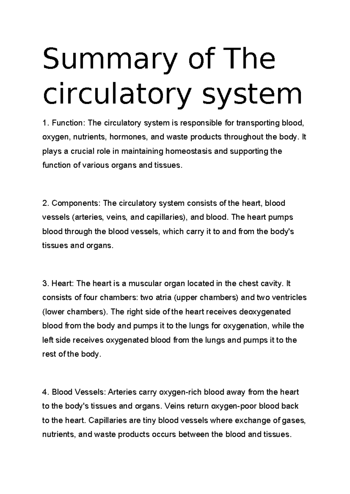 Life Sciences Grade 11: Circulatory and Urinary Systems Overview - Studocu