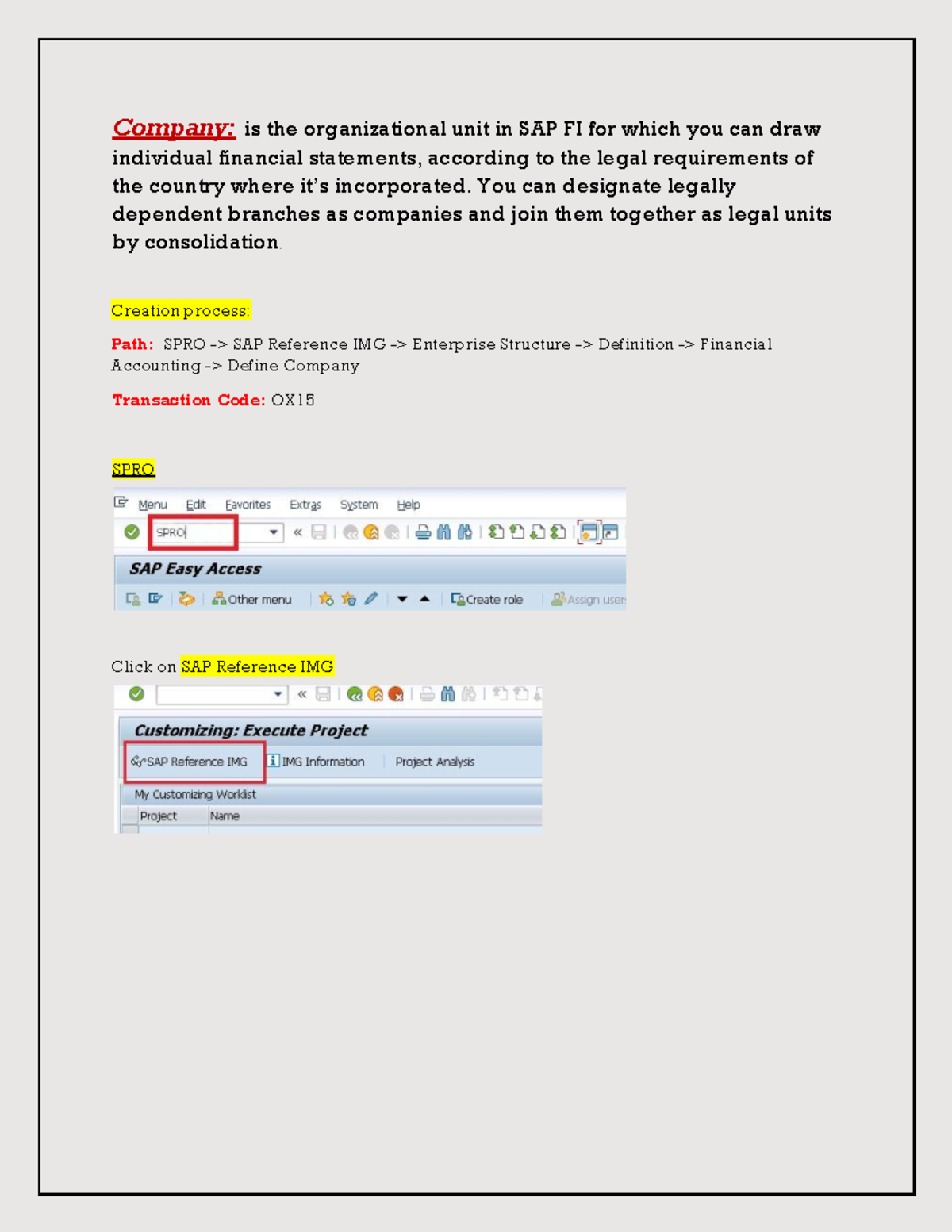 SAP FI: Creating a Company in T880 (Transaction OX15) - Studocu