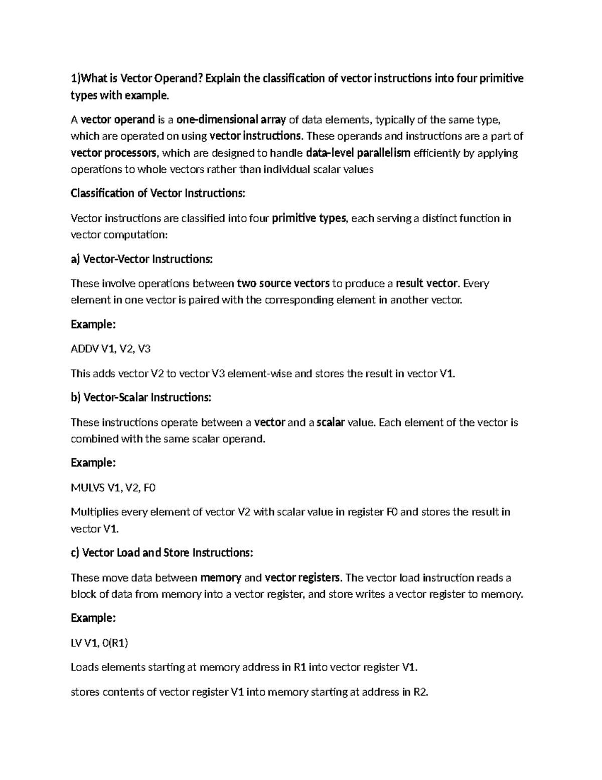 ACA Chapter 4: Vector Operands and Instruction Classifications - Studocu