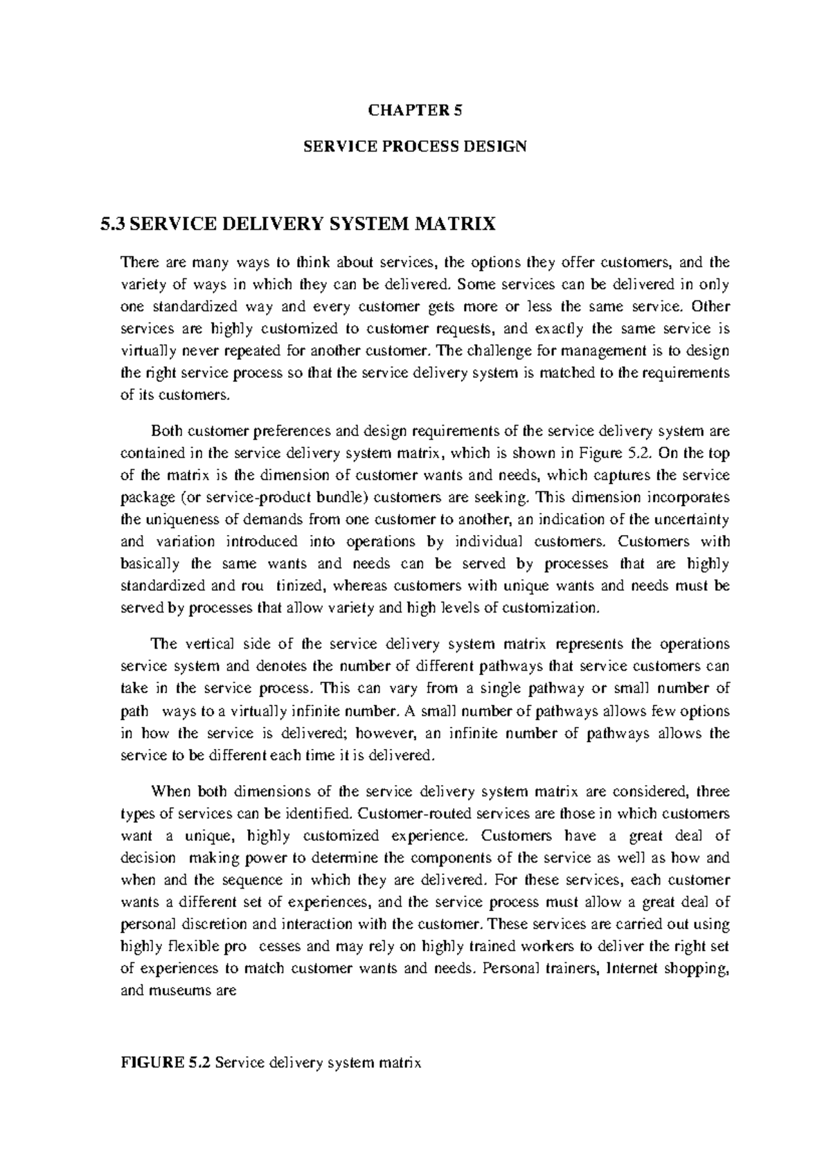 Chapter 5: Service Process Design & Delivery System Matrix Analysis ...