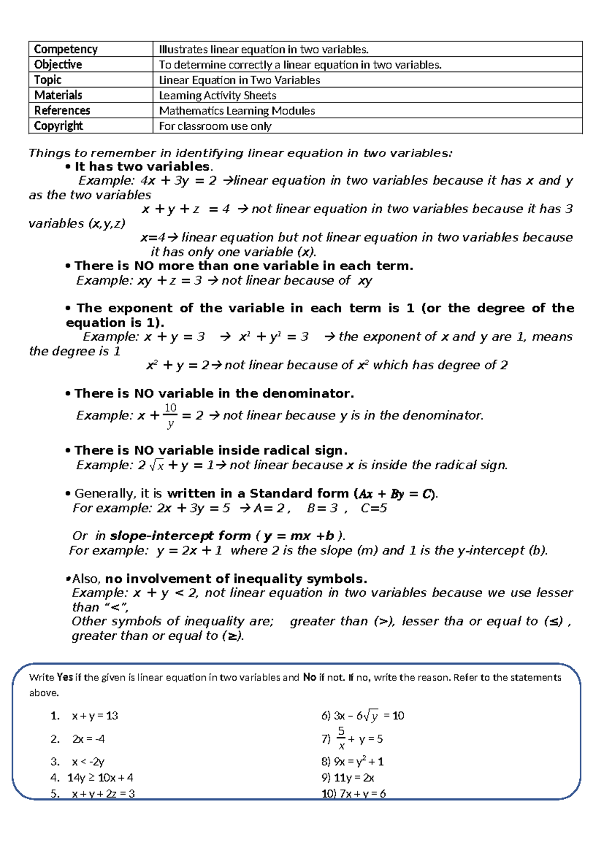 Actmod 678 - Linear Equations and Slope Concepts Notes - Studocu