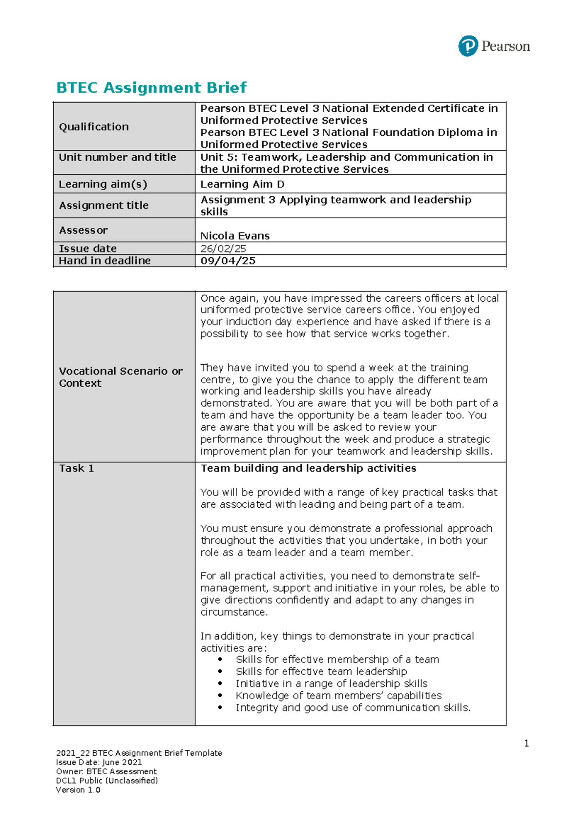 BTEC Level 3 Unit 5 Assignment 3: Teamwork & Leadership Reflection ...