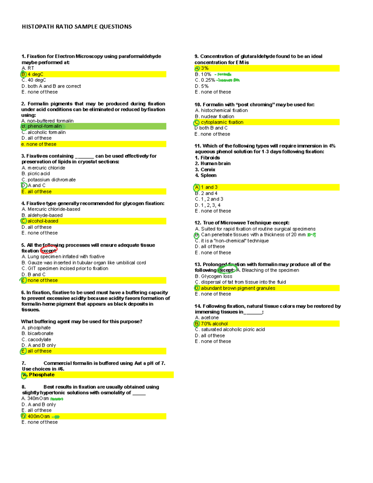 HISTOPATH 101: Sample Questions for Exam Preparation - Studocu
