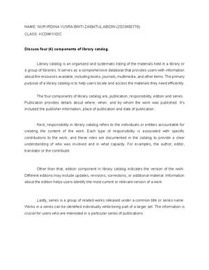 Imc151 individual assignment - 3 Information storage and retrieval One of the most important ...