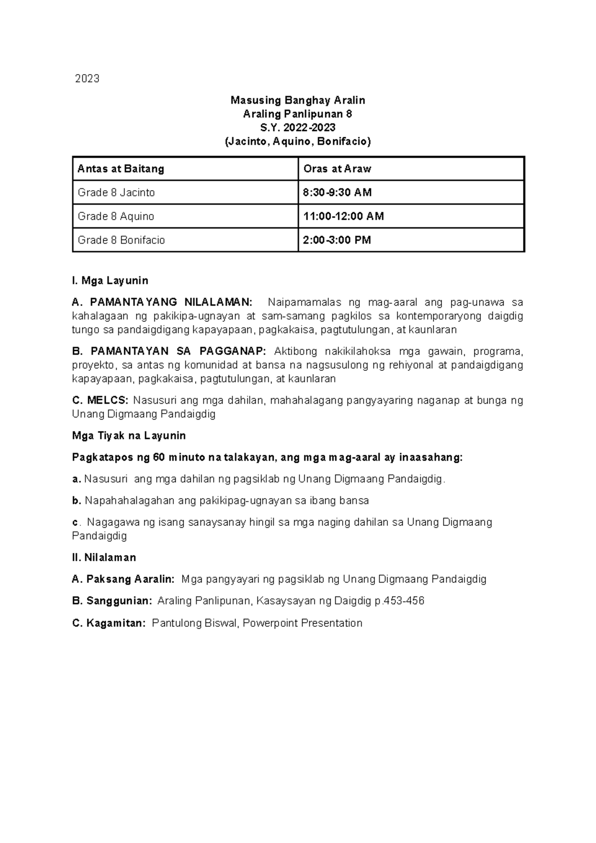 Detailed Lesson Plan: Unang Digmaang Pandaigdig (Araling Panlipunan 8 ...