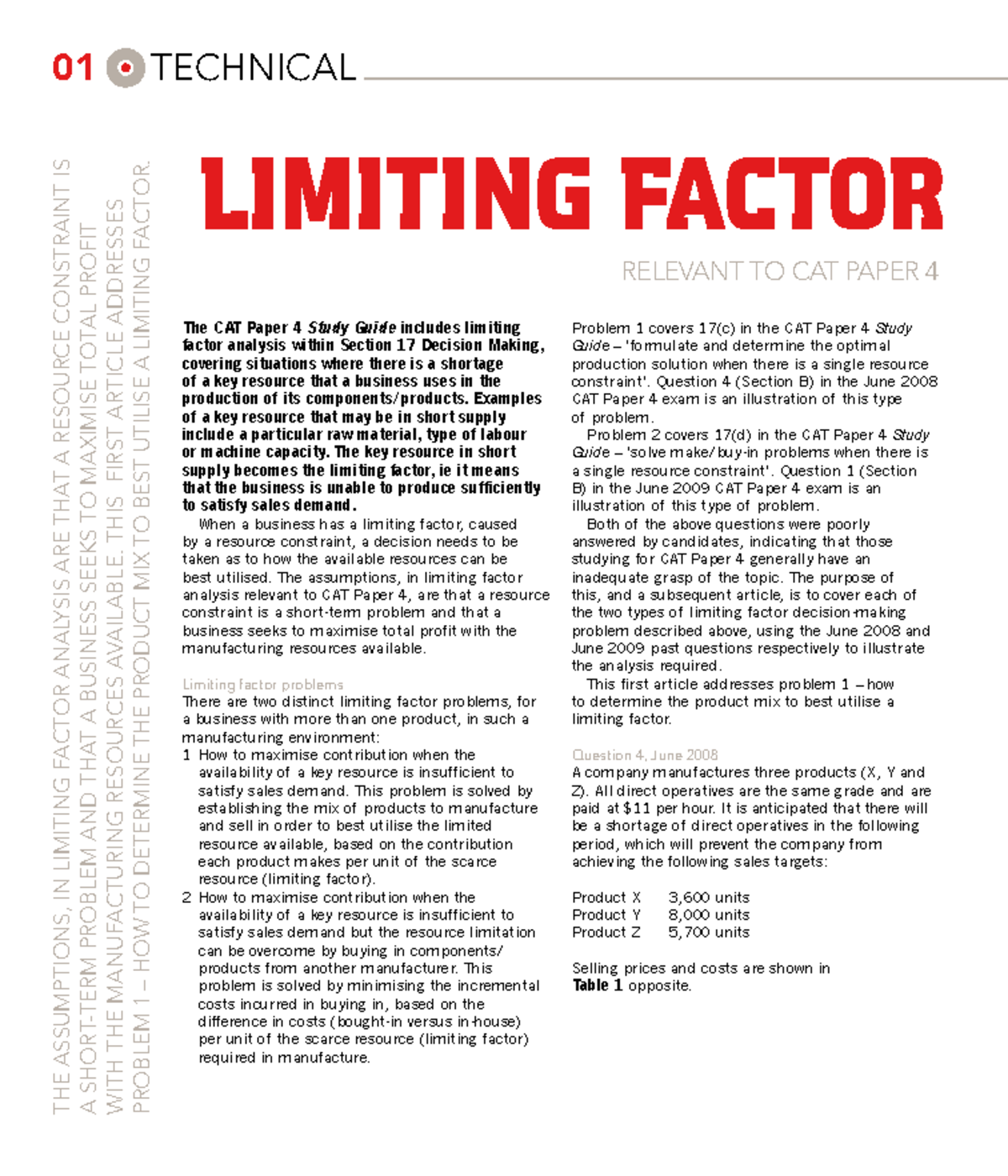 Limiting Factor Analysis in CAT Paper 4: Key Resource Constraints - Studocu