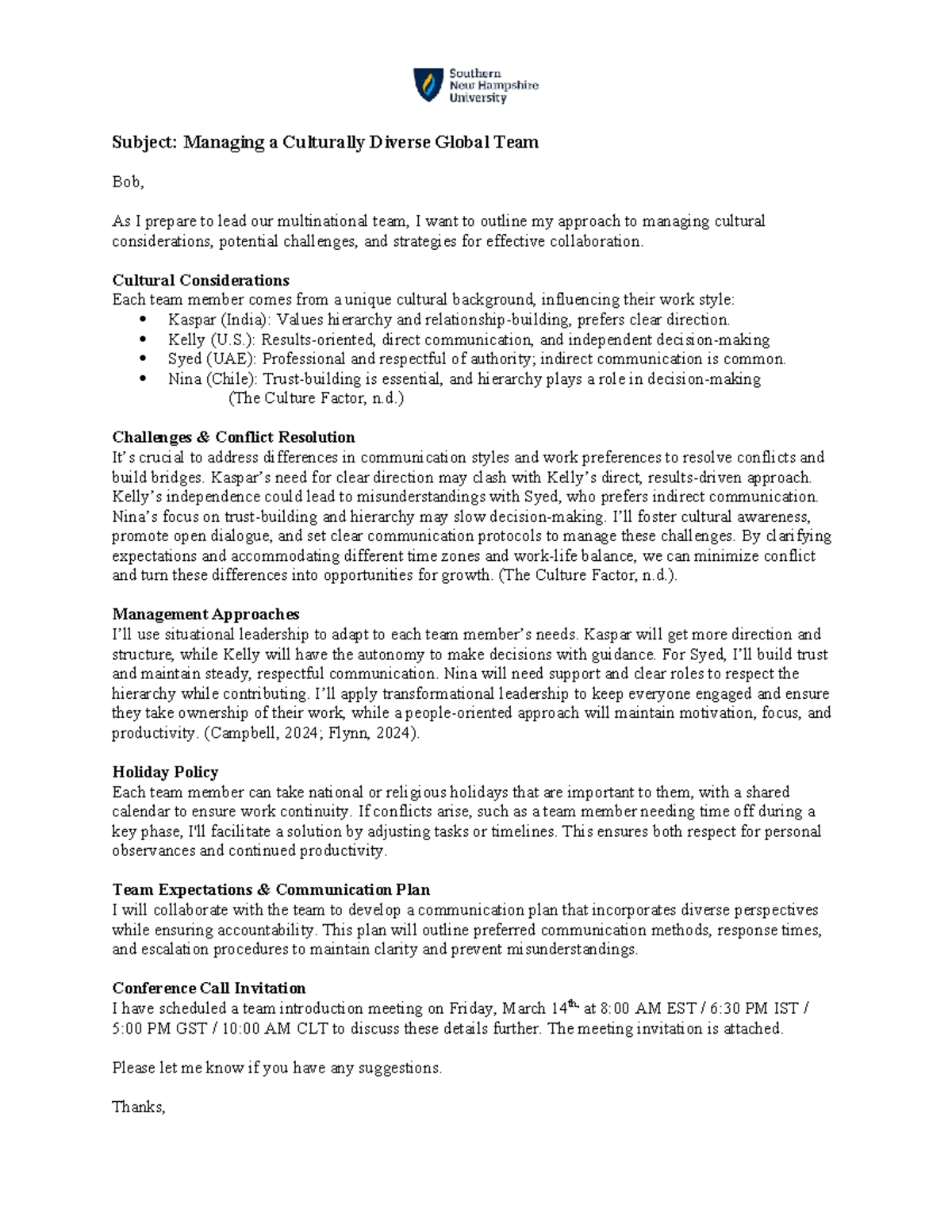 INT 220 Conference Call Invitation Template - Subject: Managing a ...