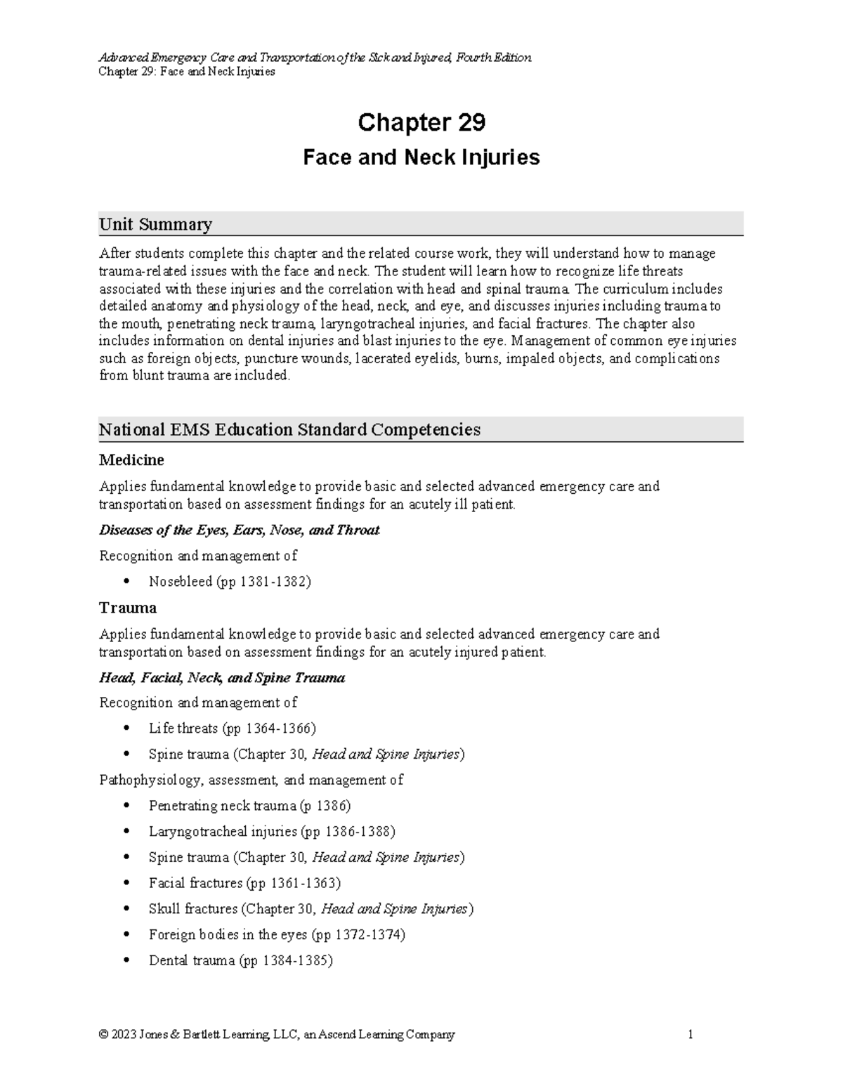 Advanced Emergency Care: Managing Face & Neck Injuries (AEMT) - Studocu