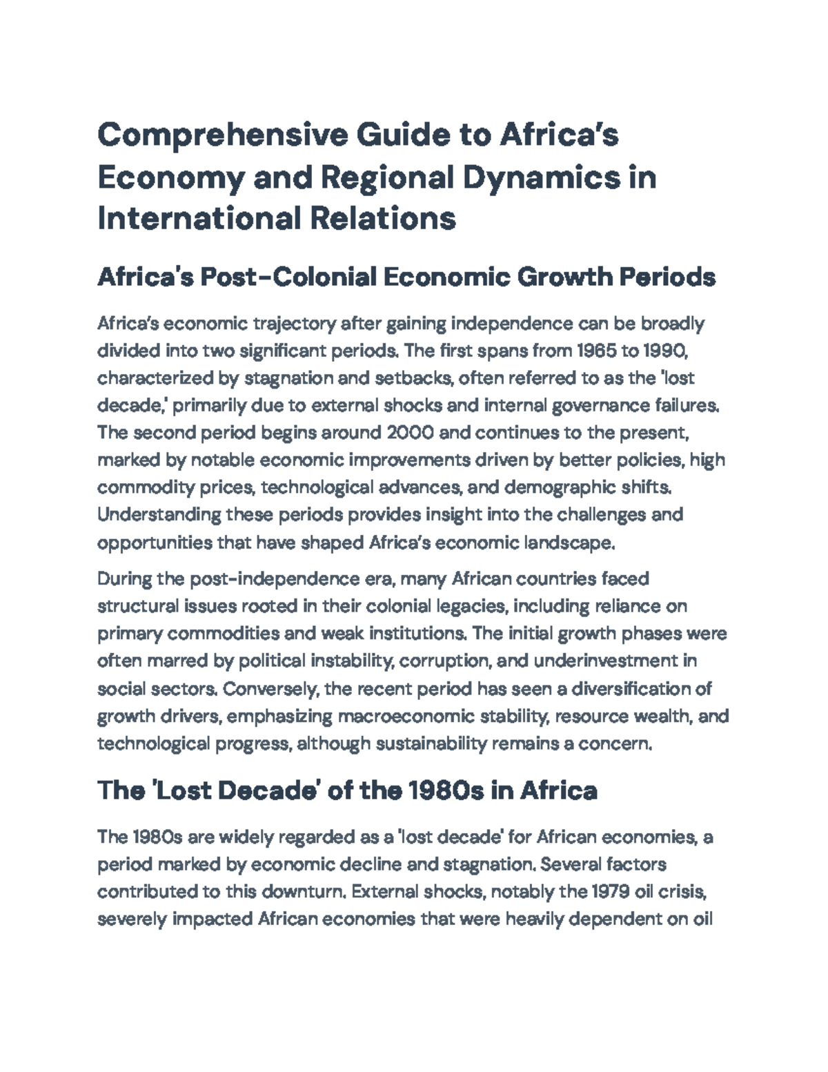 Comprehensive Analysis of Africa's Economic Growth & Challenges (ECO ...