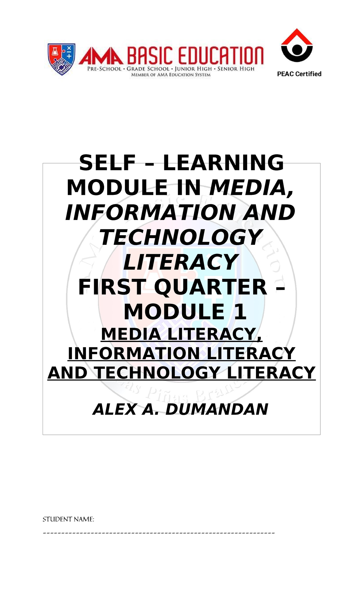 MIL 101 Q1 Module 1: Media, Information, and Technology Literacy Notes ...