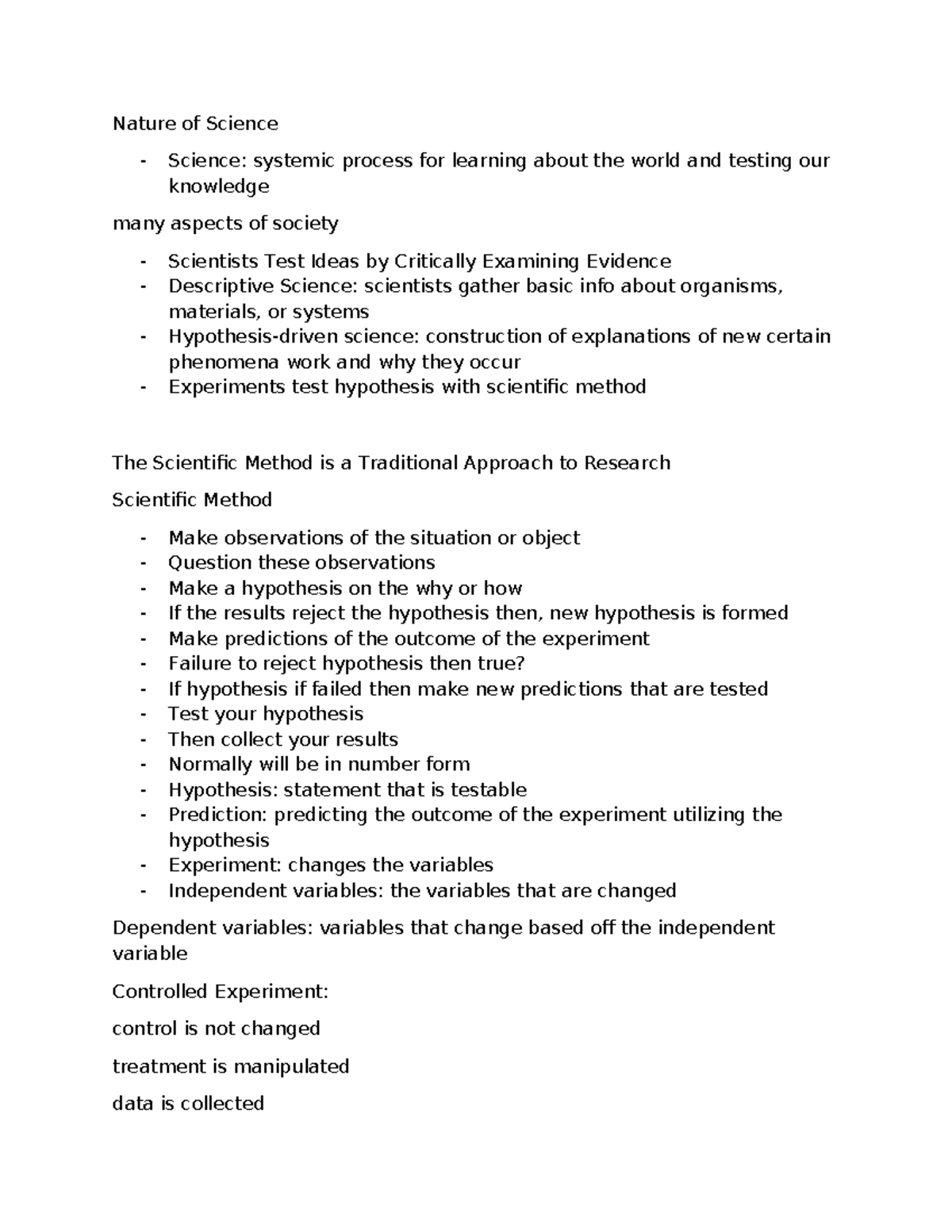 Chapter 1: Nature of Science - Bio 114 Final Exam Notes - Studocu