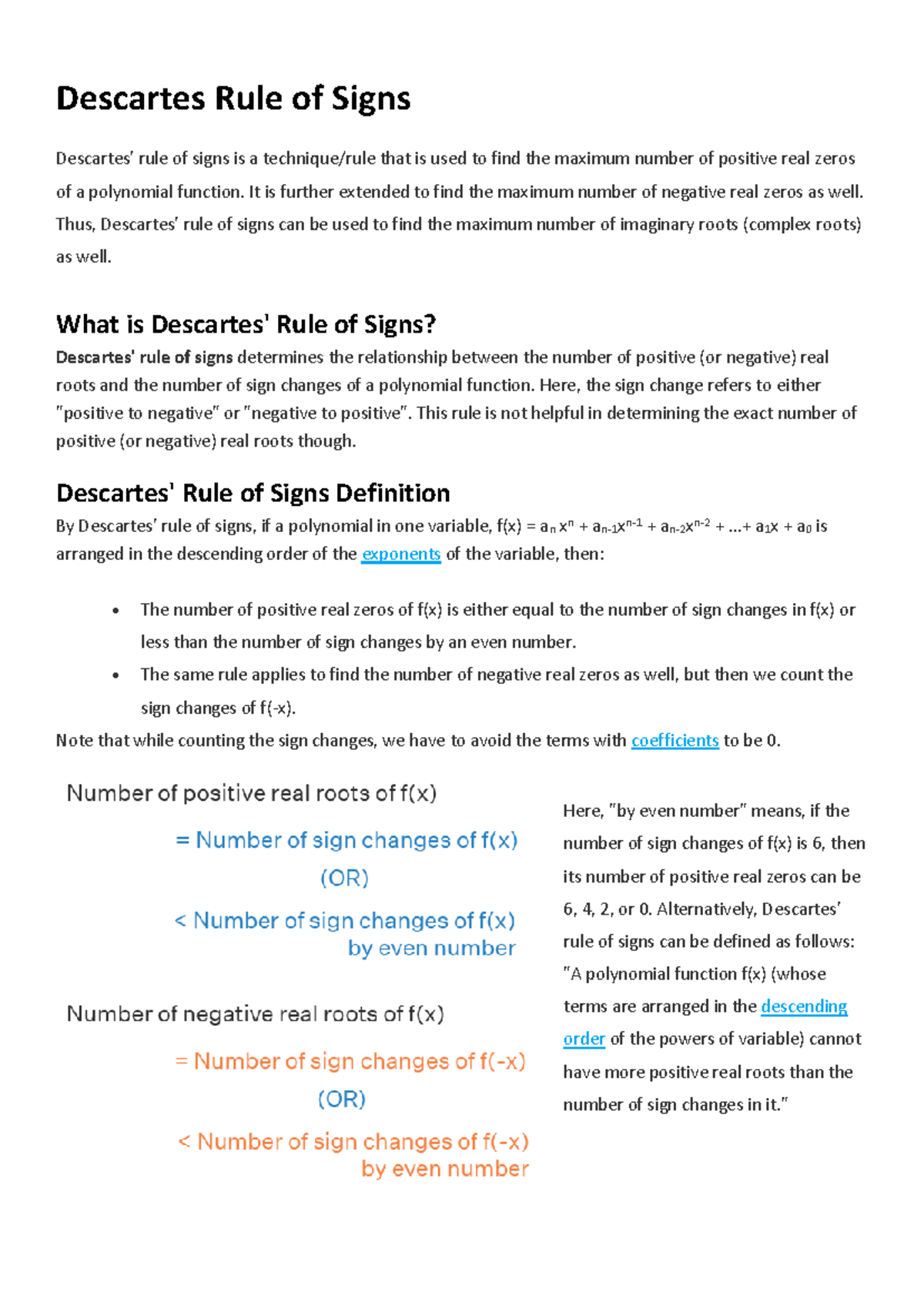 Descartes Rule Of Signs