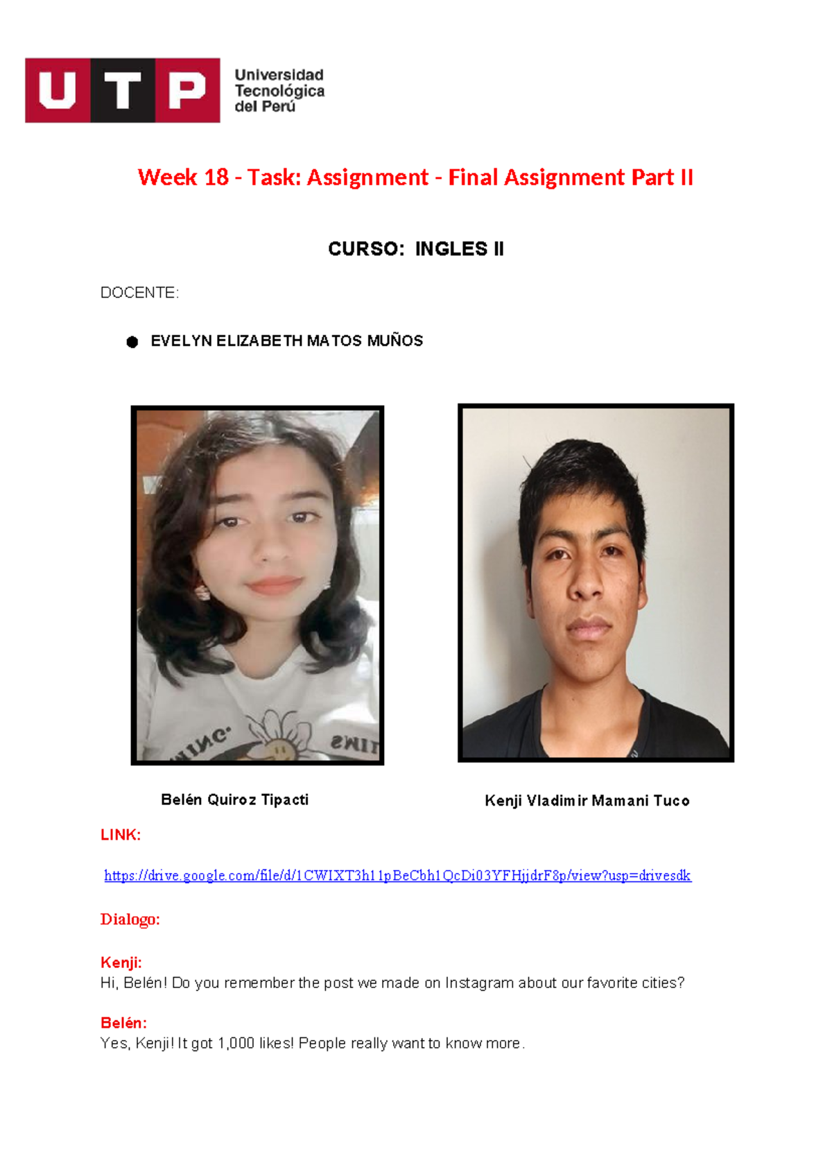 Week 18 - Final Assignment Part II - INGLES II - Studocu