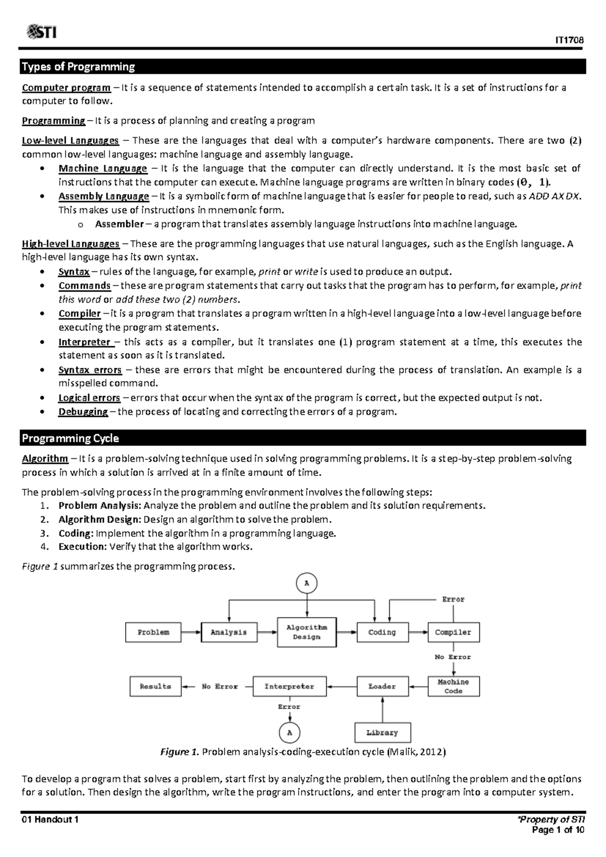 Programming Handouts 1-3: Types, Cycle & Data Types in Java - Studocu