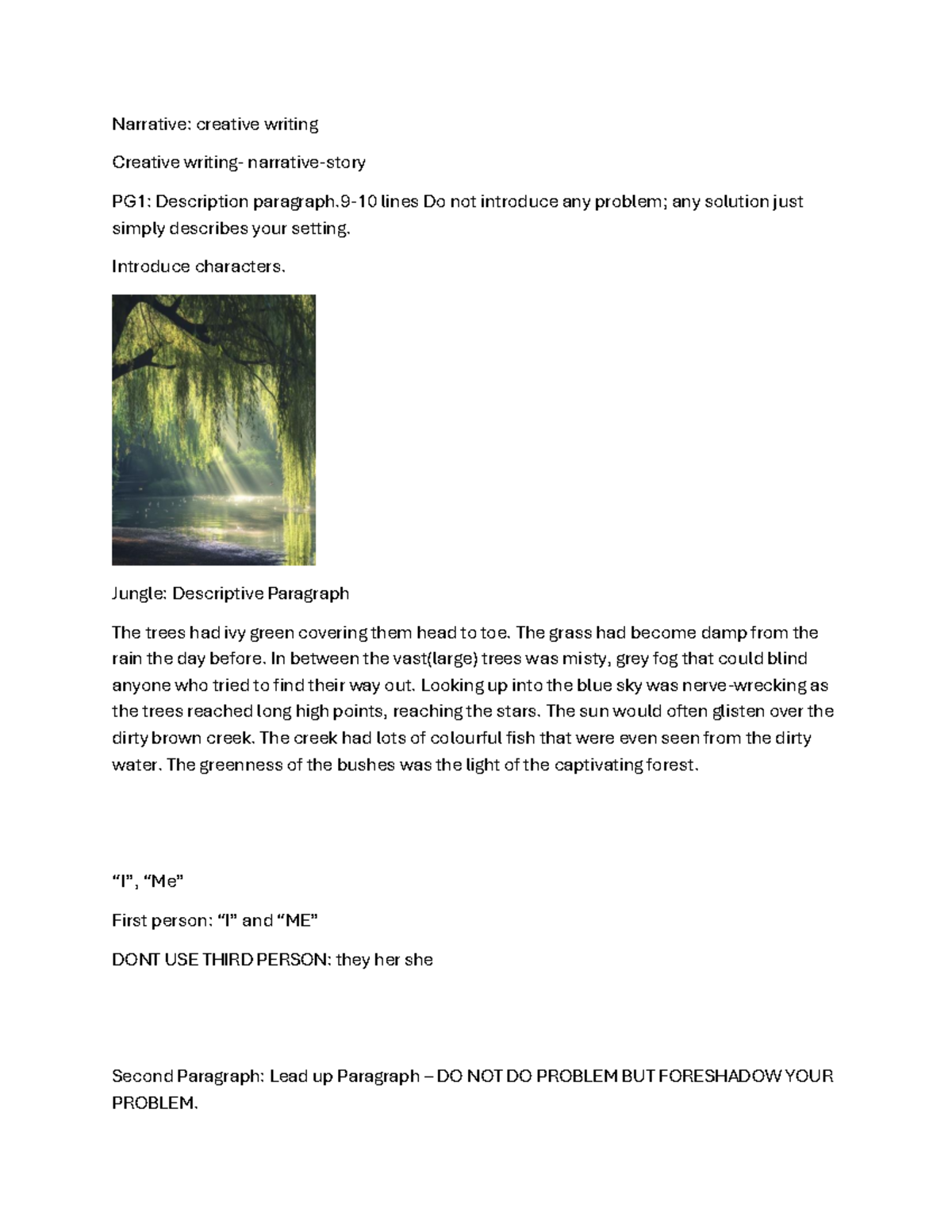 Creative Writing: Narrative Techniques in PG1 Descriptions - Studocu