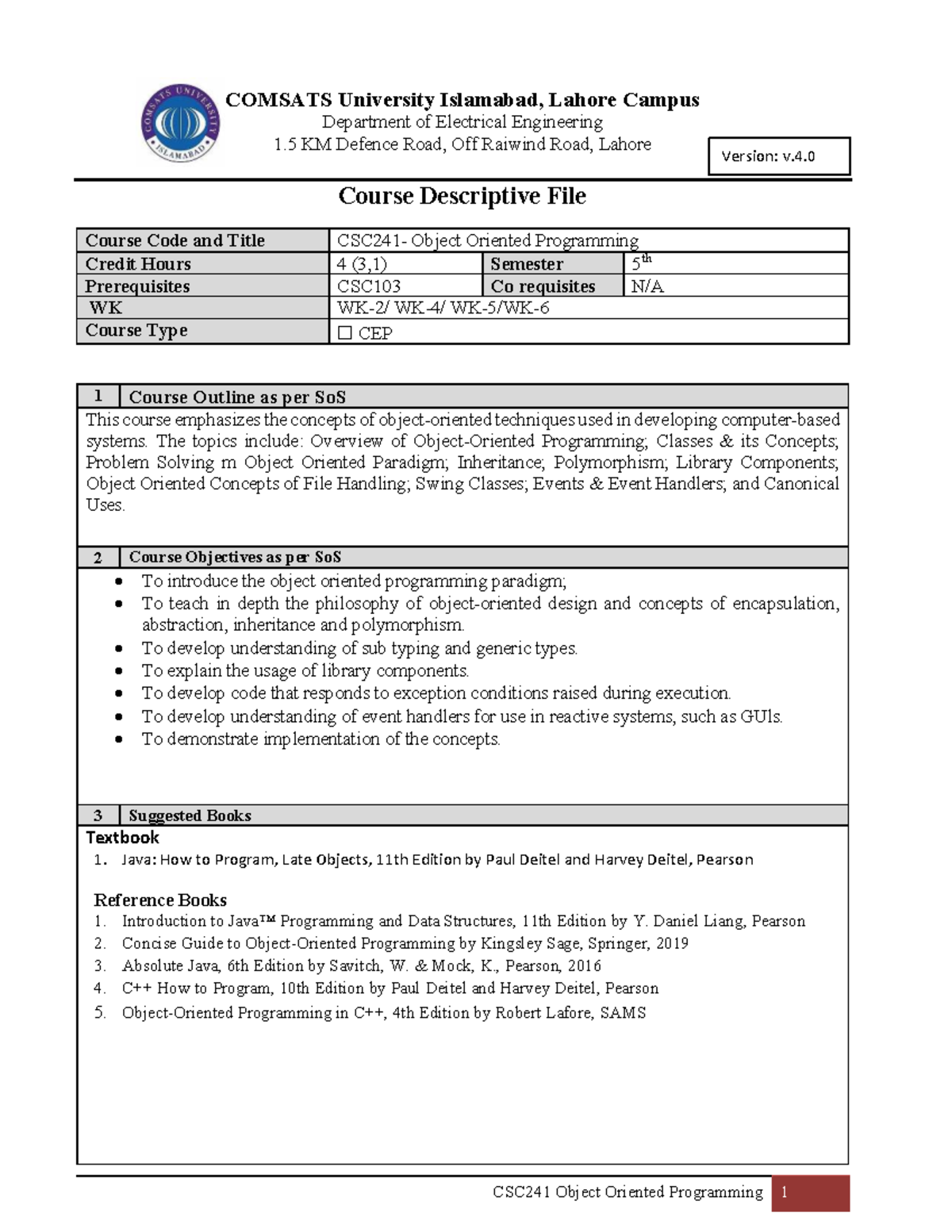 CDF - CSC241 Object Oriented Programming - Spring 2025 - Studocu