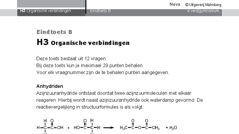 Oefentoets H3 - H3 Organische verbindingen Eindtoets B 4 vwo|gymnasium ...