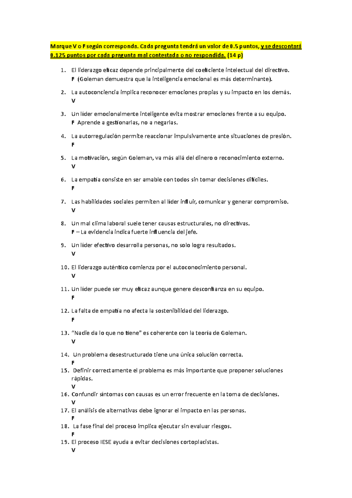Soluciones Control 1 DPE Verano 2026: V o F según corresponda - Studocu