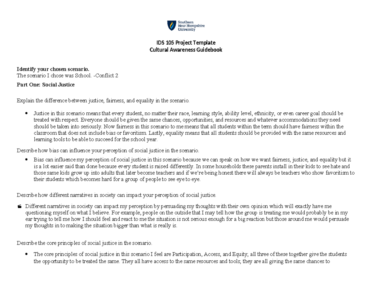 IDS 105 Project 7: Cultural Awareness & Social Justice Analysis - Studocu