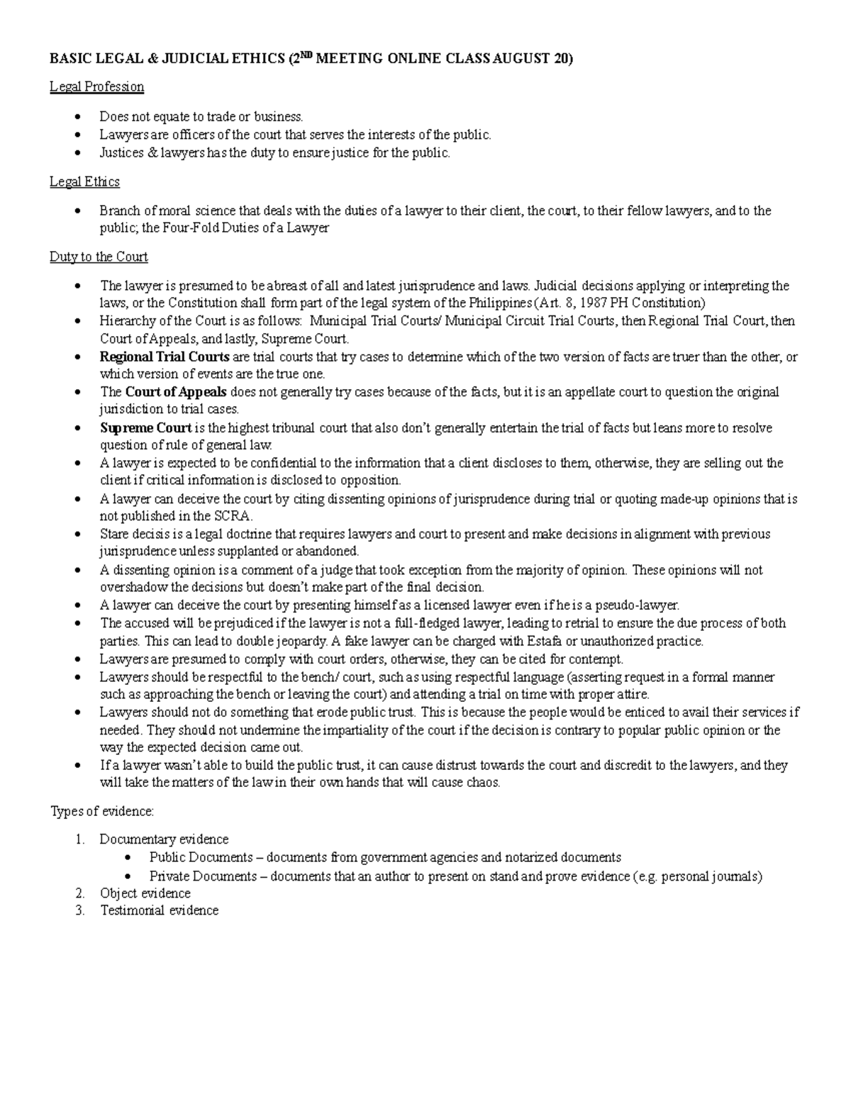 Basic Legal & Judicial Ethics WEEK 2 & 3 - BASIC LEGAL & JUDICIAL ...