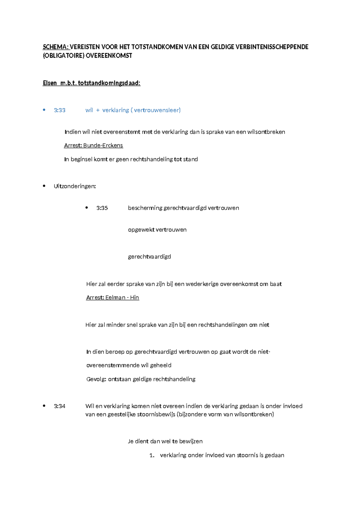 Schema voor de totstandkoming van een overeenkomst in het recht ...
