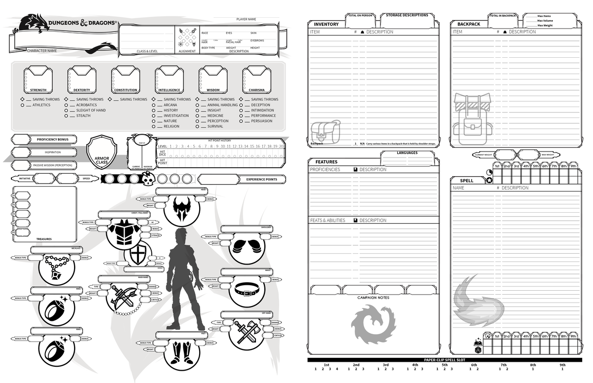 D&D Character Sheet (Editable PDF) - Total Inventory & Stats - Studocu