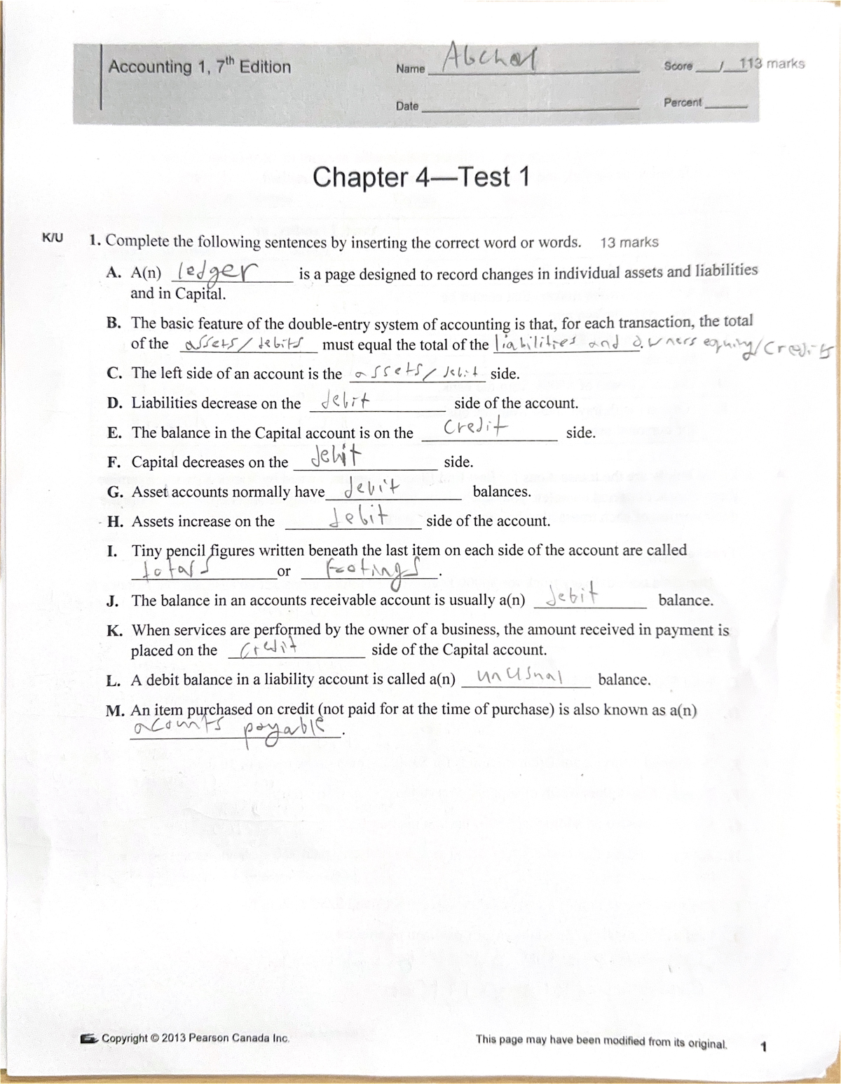 Chapter 4 Test Review for ACCT 101: Accounting Fundamentals - Studocu