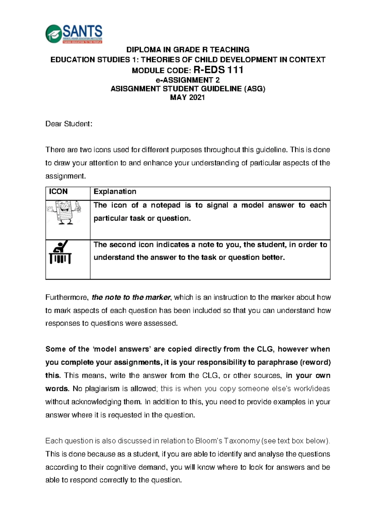 Sepedi Assignment 2 - DIPLOMA IN GRADE R TEACHING E-ASSIGNMENT 2 SEMESTER 2 DUE DATE: 28 ...