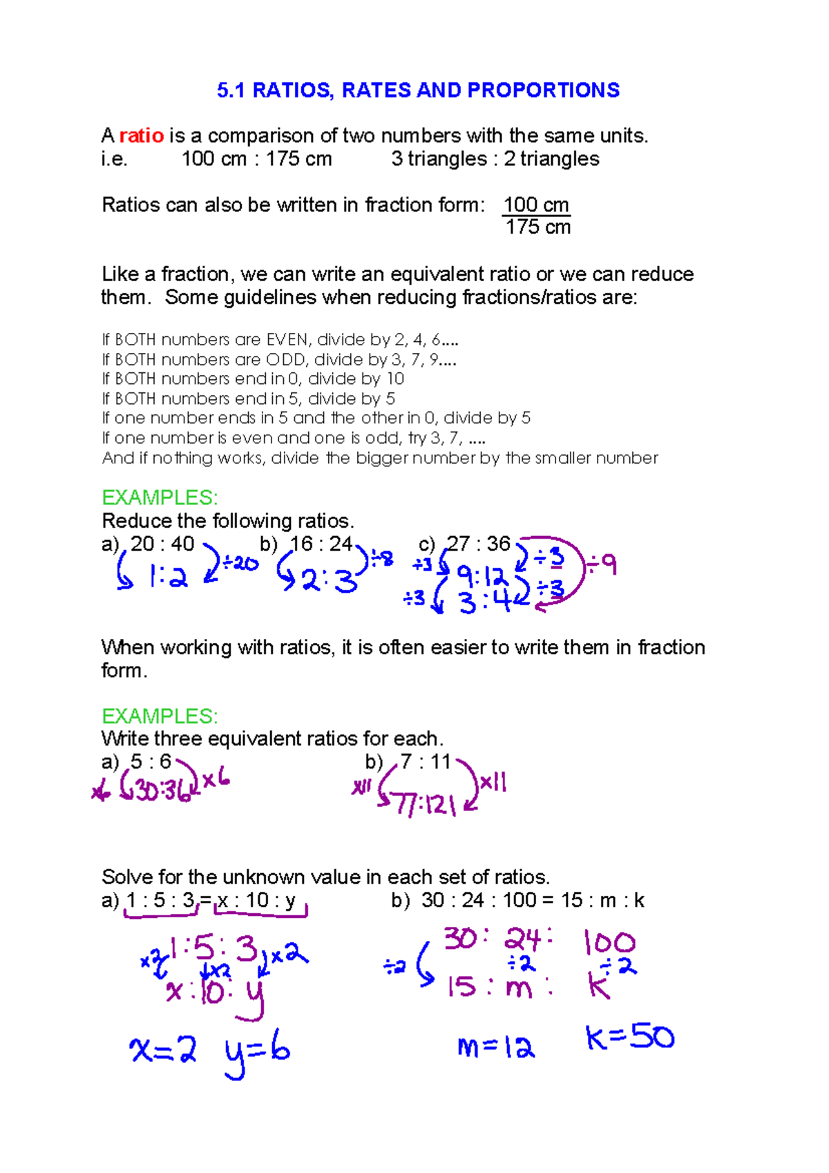 5.1 Ratios, Rates, and Proportions: Understanding Key Concepts - Studocu