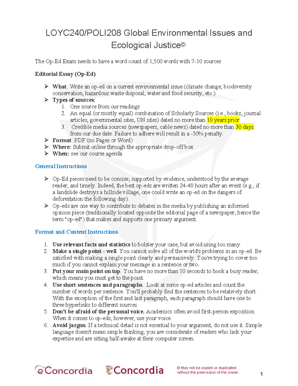 Global Environmental Issues: Final Op-Ed Instructions - Studocu