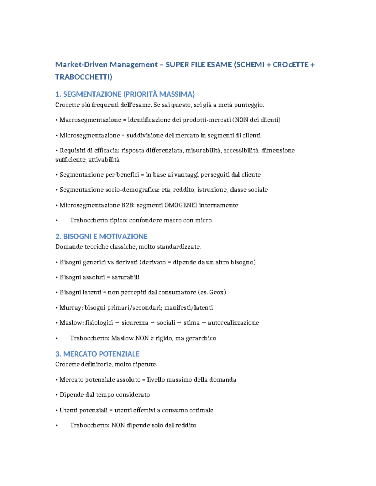 Market-Driven Management Super File Esame: Schemi e Trabocchetti - Studocu