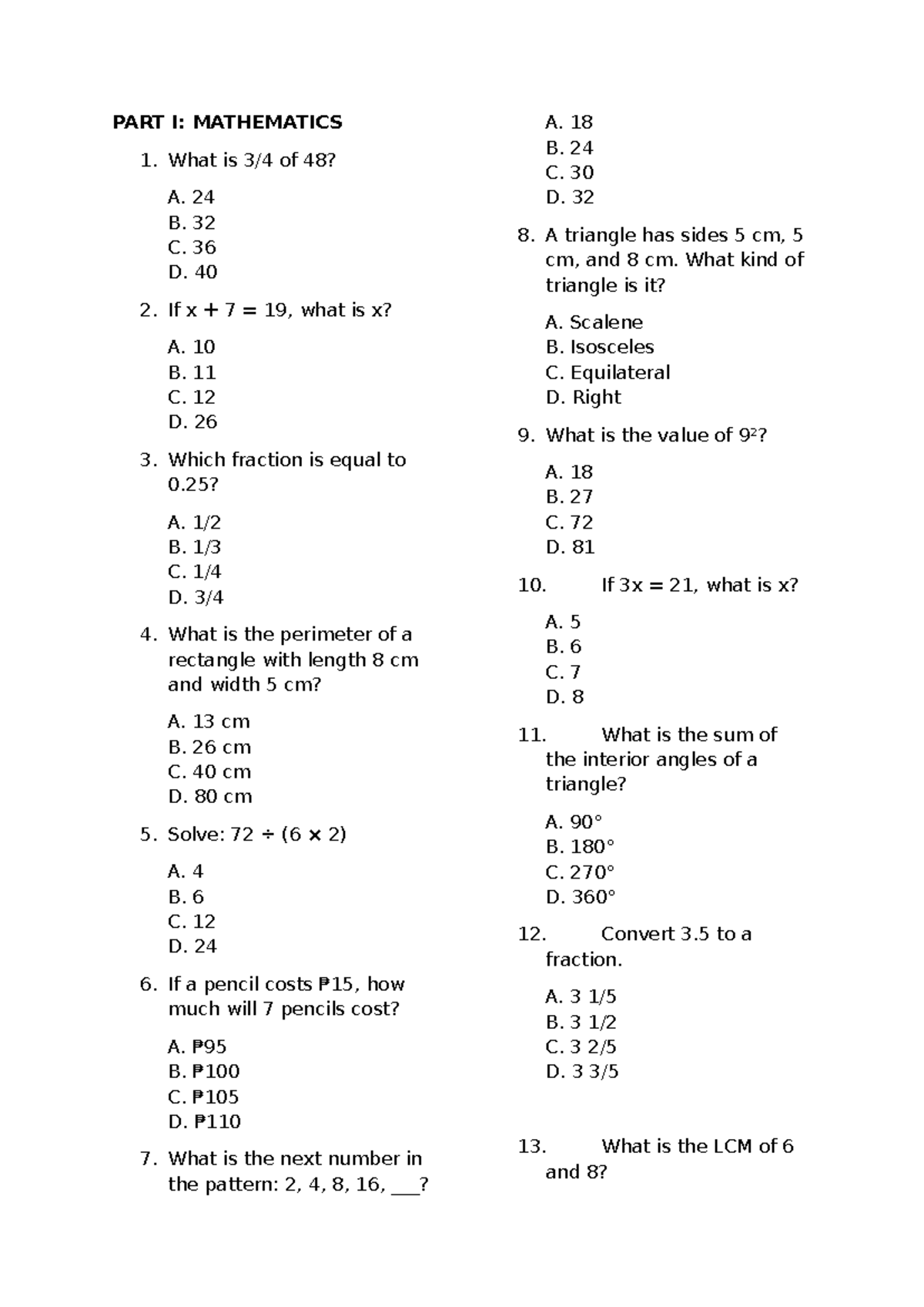 MAT 101: Practice Test 1 - Mathematics Fundamentals - Studocu