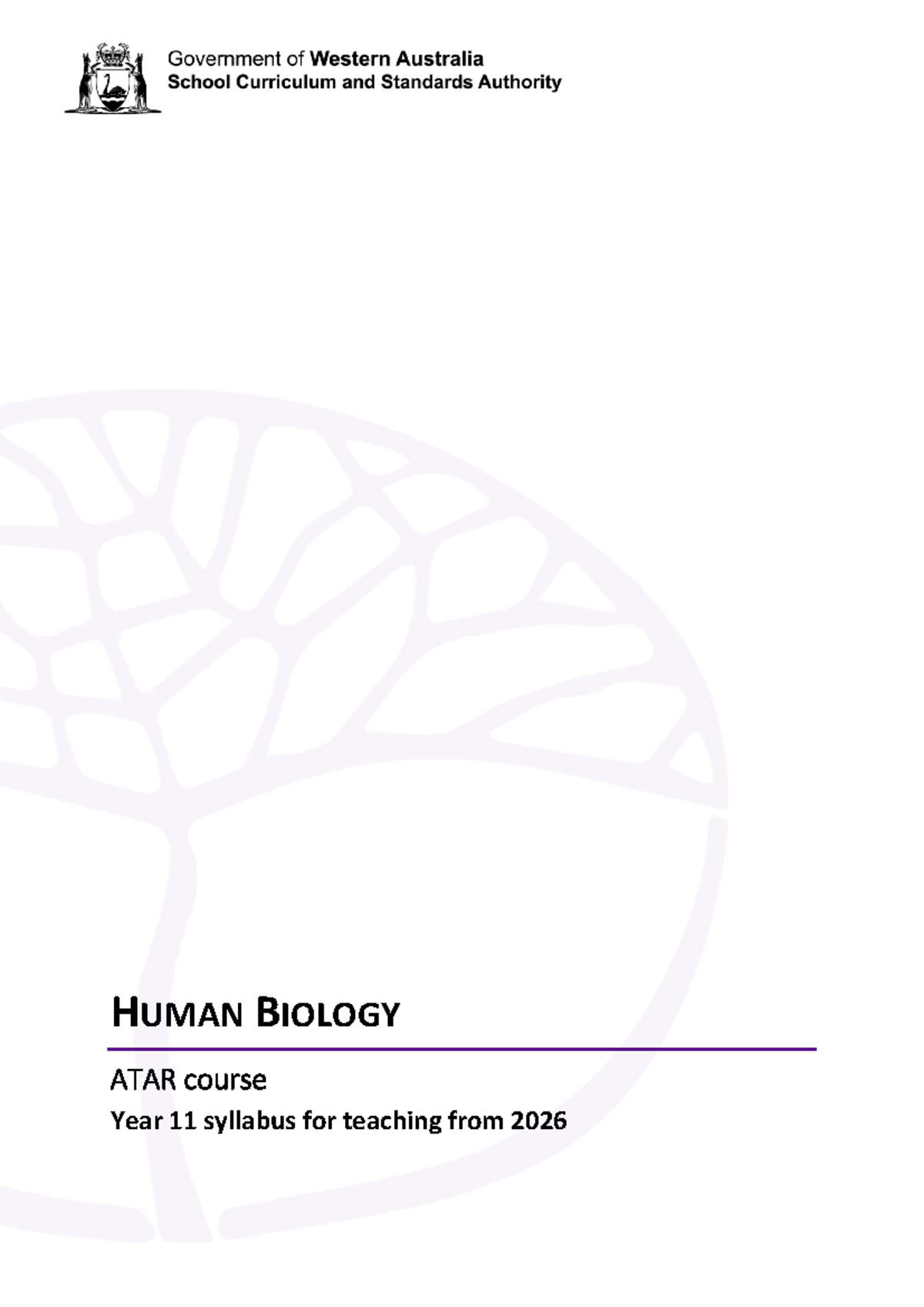 Human Biology ATAR Year 11 Syllabus (2026) - Teaching Guidelines - Studocu