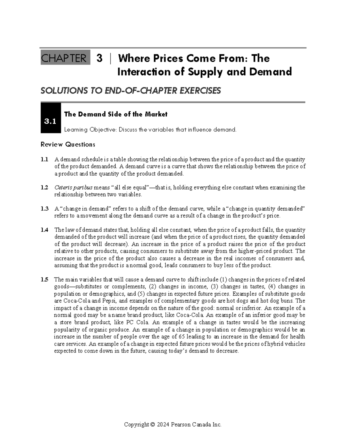 CHAPTER 3 Where Prices Come From: Demand and Supply Practice Solutions ...