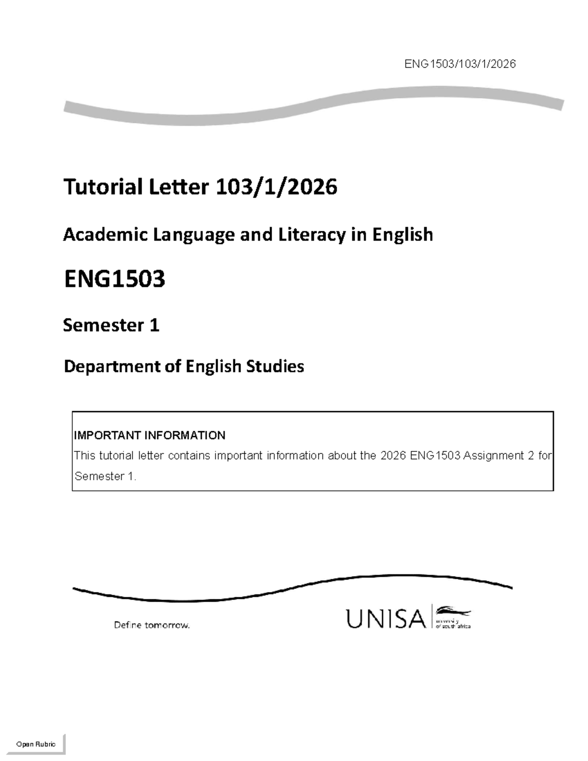 2026 ENG1503 Assignment 2 Essay Writing Guidelines for S1 - Studocu
