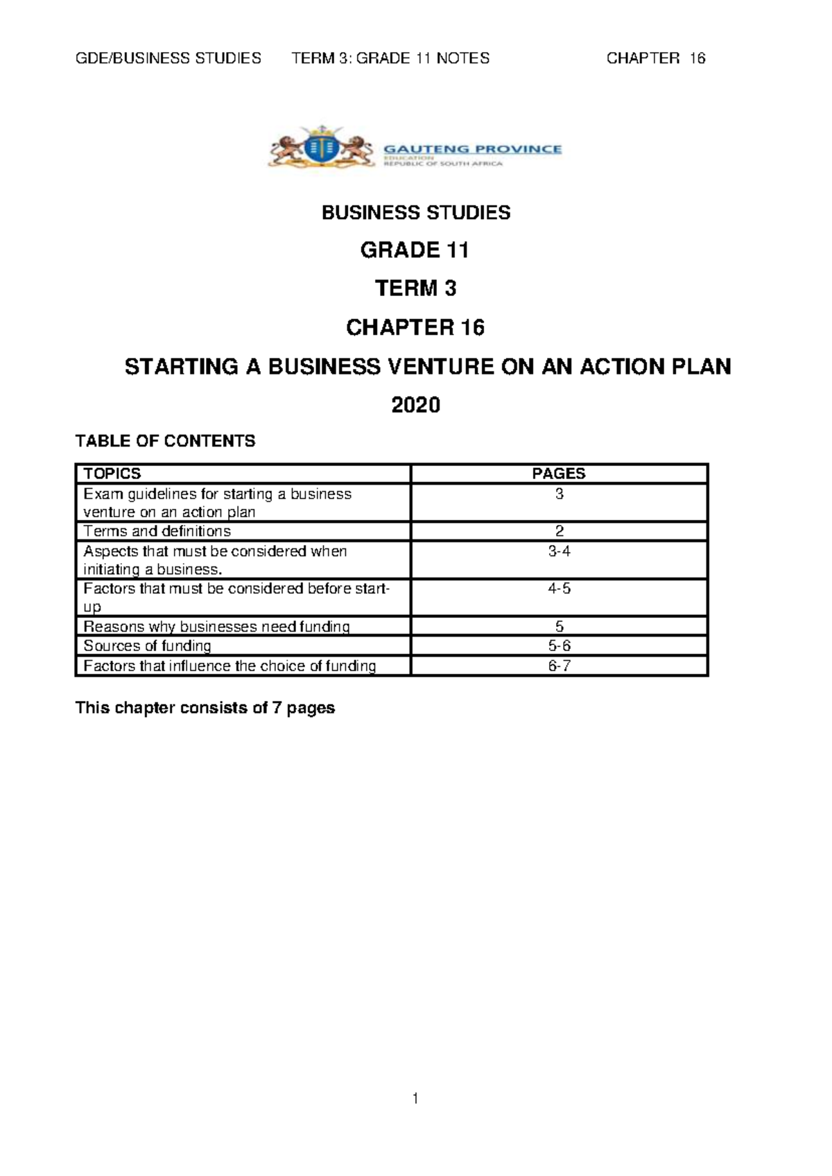Grade 11 Business Studies Notes: Chapter 16 - Launching a Venture - Studocu