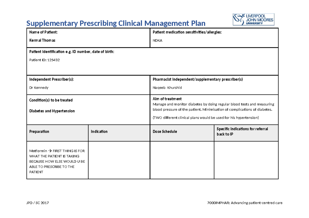 Clinical Management Plan for Diabetes & Hypertension NDKA 2017 - Studocu