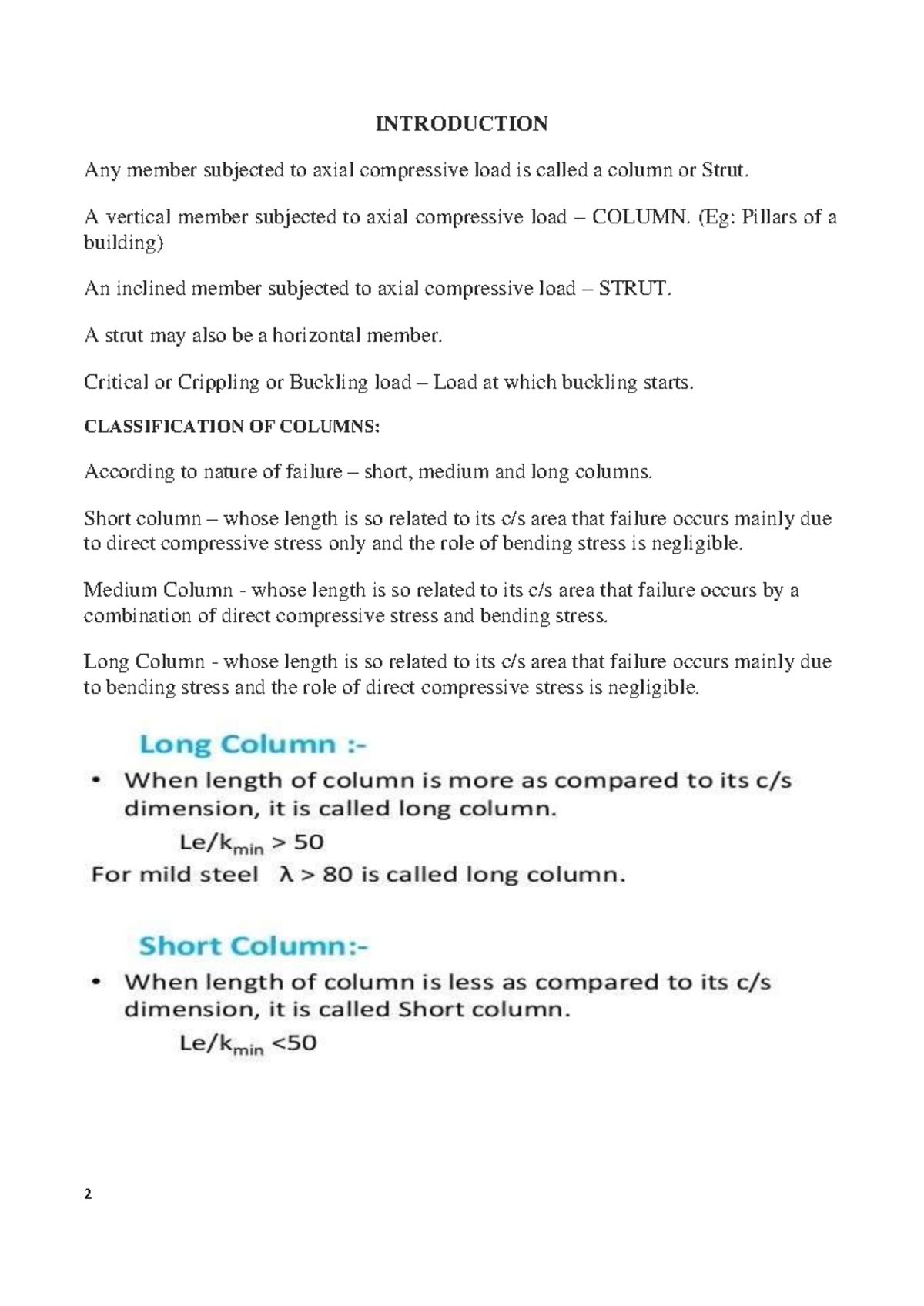 Theory of Columns: Classifications, Euler's Theory & Crippling Load ...