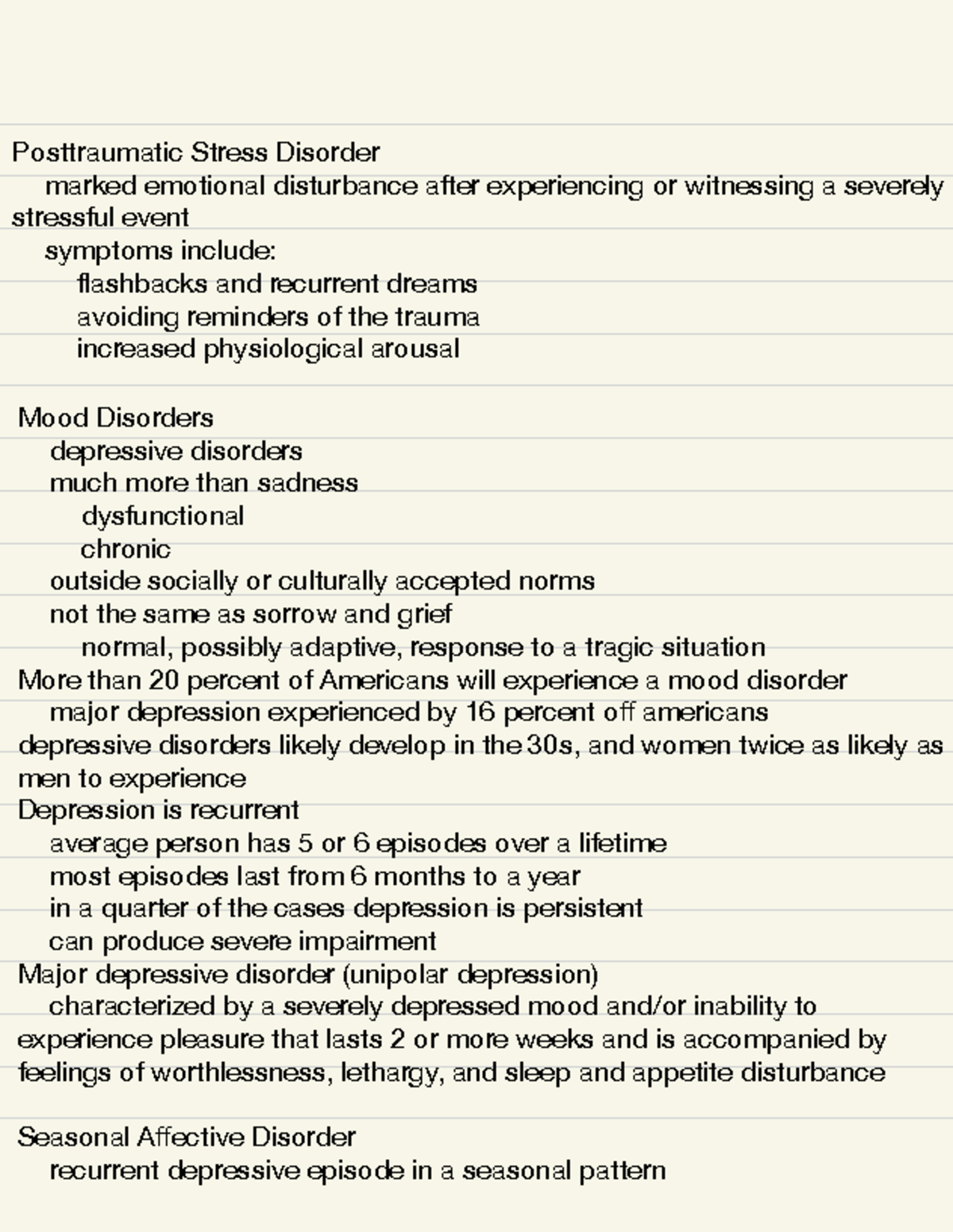 Introduction to Psych Disorders: PTSD & Mood Disorders Overview - Studocu