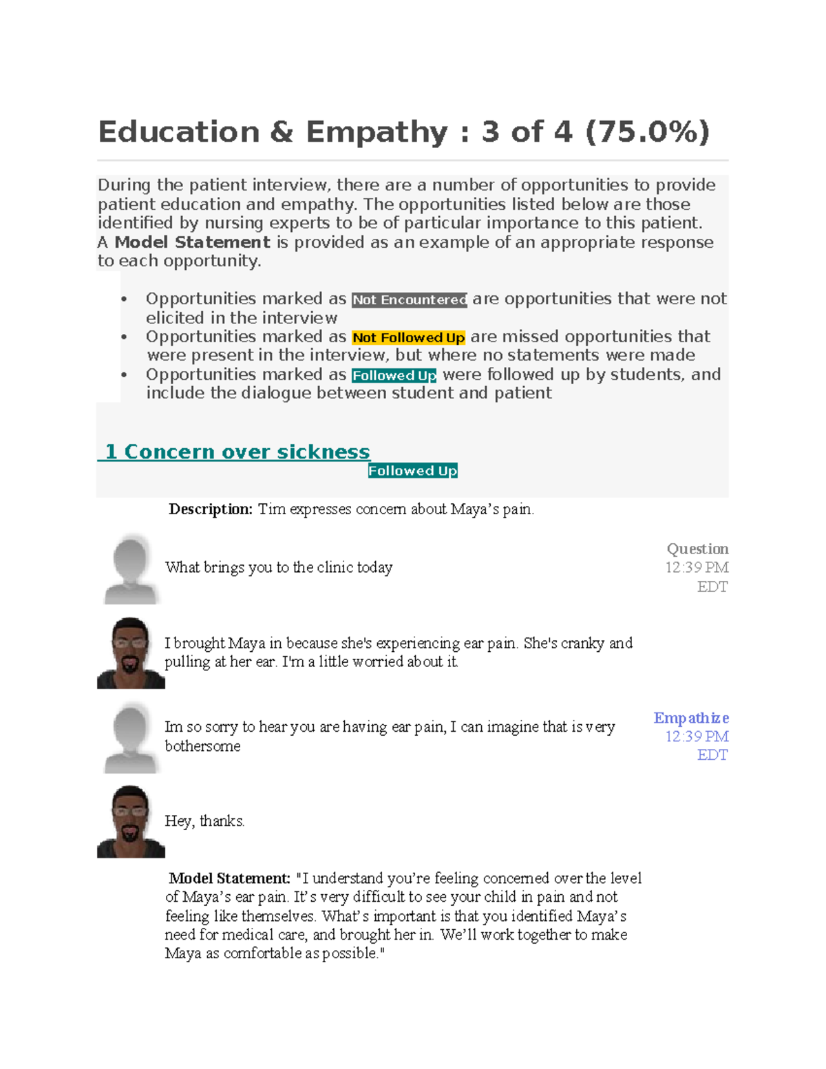 Shadow Health Education: Empathy in Patient Interviews (MAYA 3/4) - Studocu
